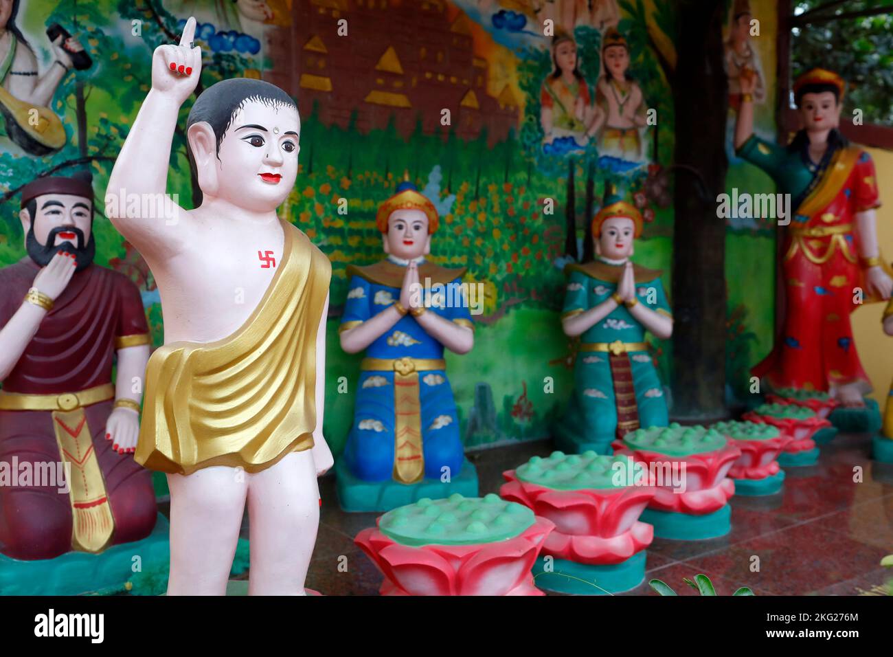Long Duc buddhist temple. Life of Buddha. The birth of infant ...