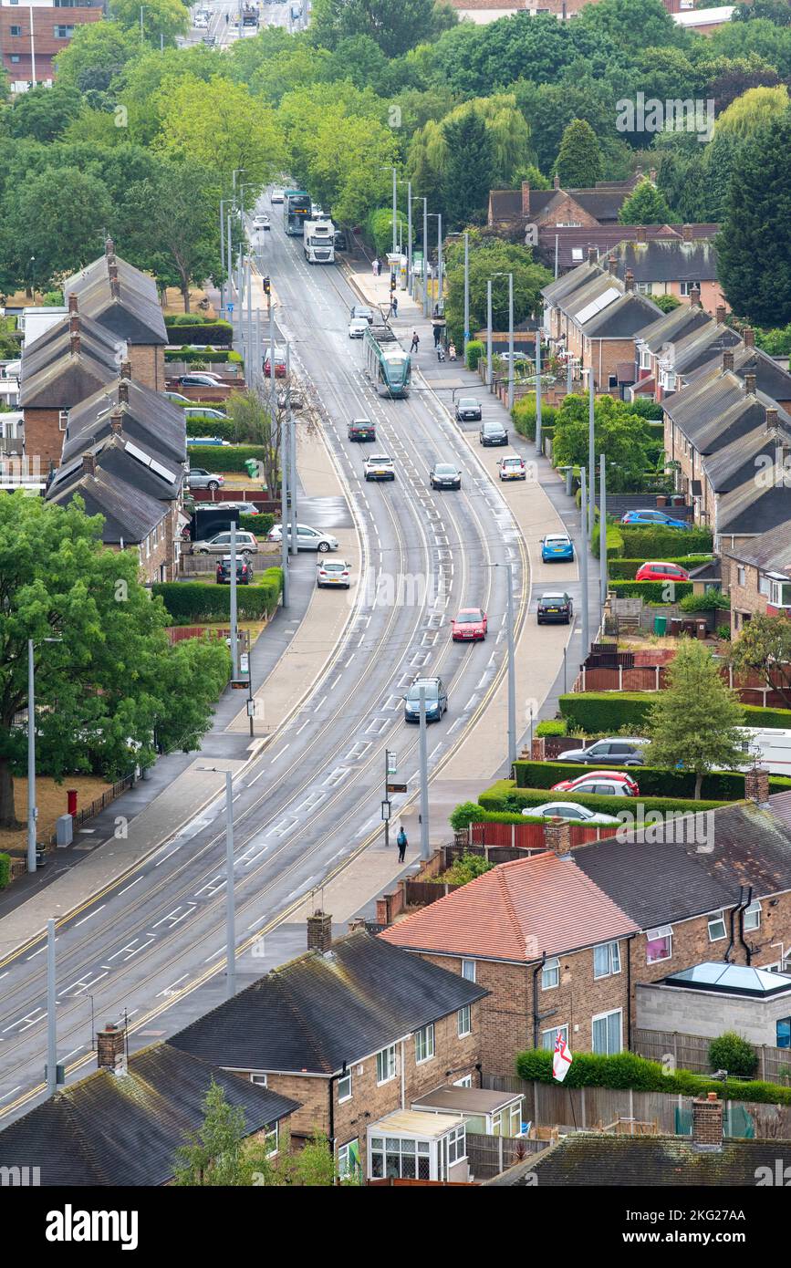 Aerial image of tram on Southchurch Drive in Clifton captured from the ...