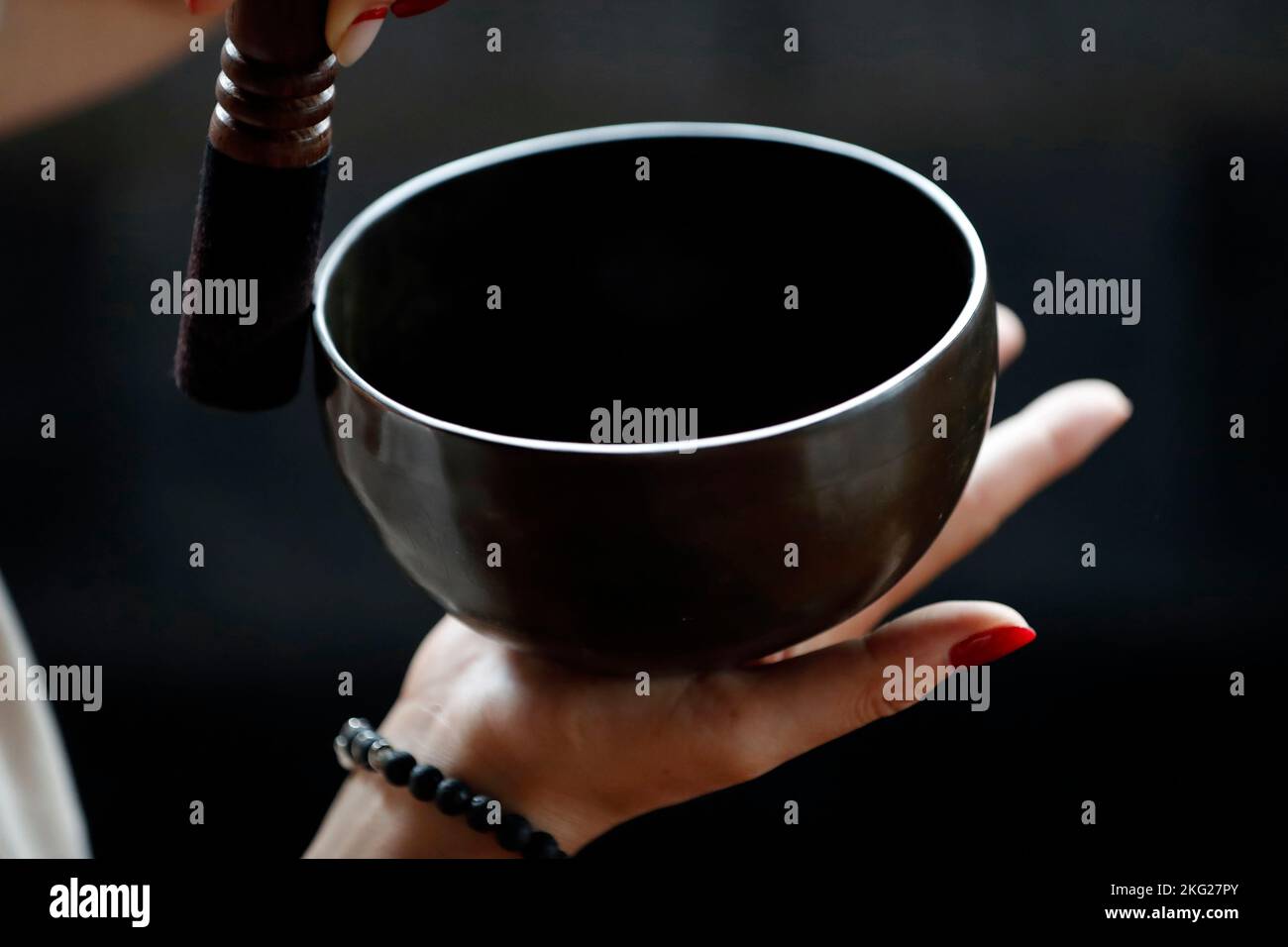 Tibetan singing bowl, buddhist instrument used in sound therapy ...
