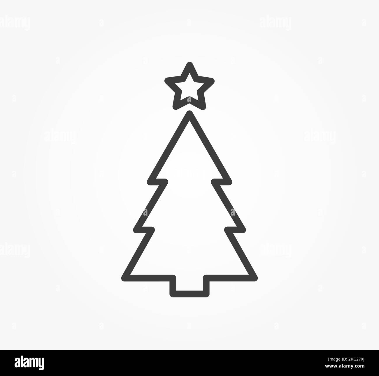 Christmas tree line icon with star. Christmas design element. Vector ...
