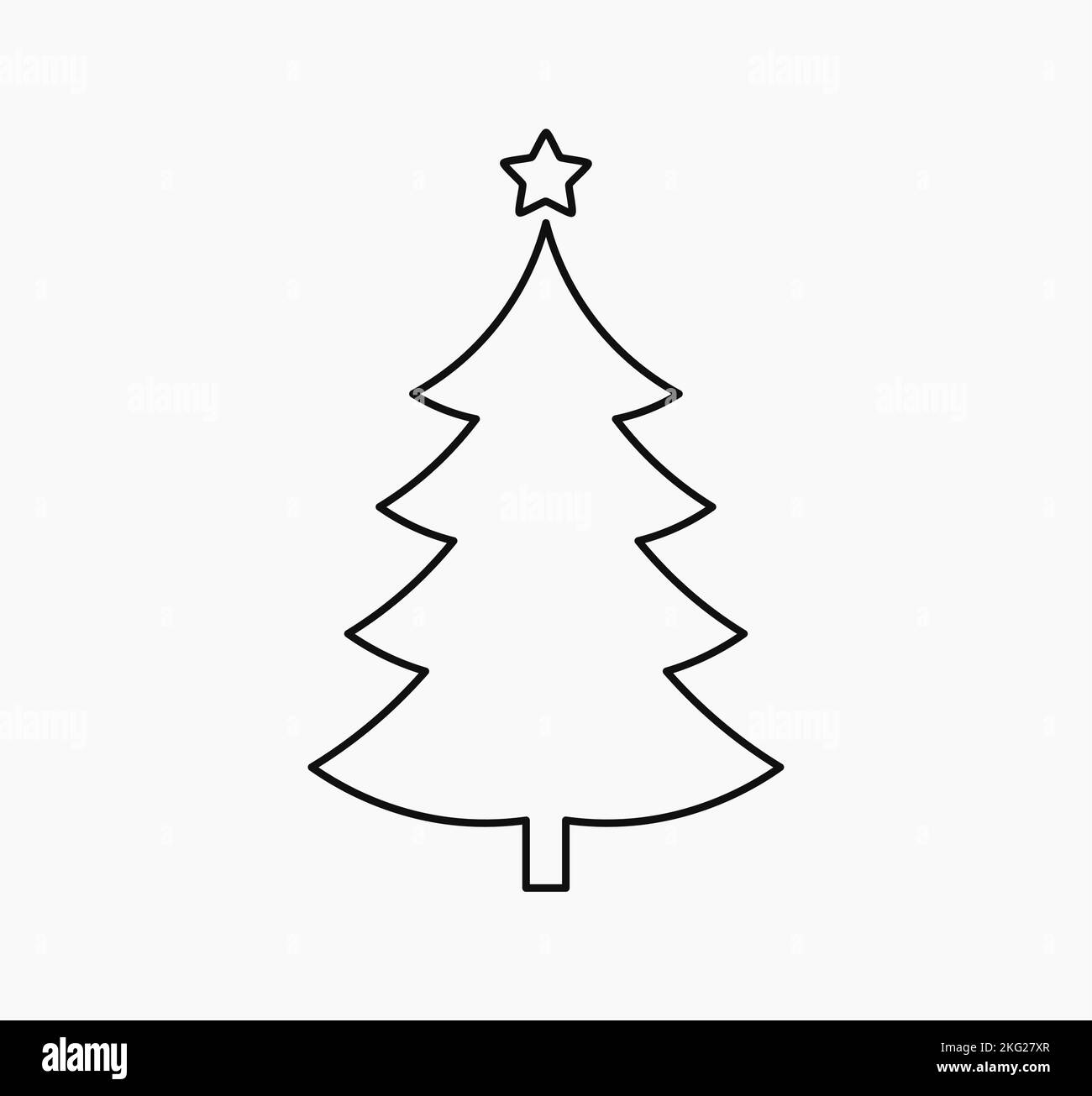 Christmas tree line icon with star. Christmas design element. Vector ...