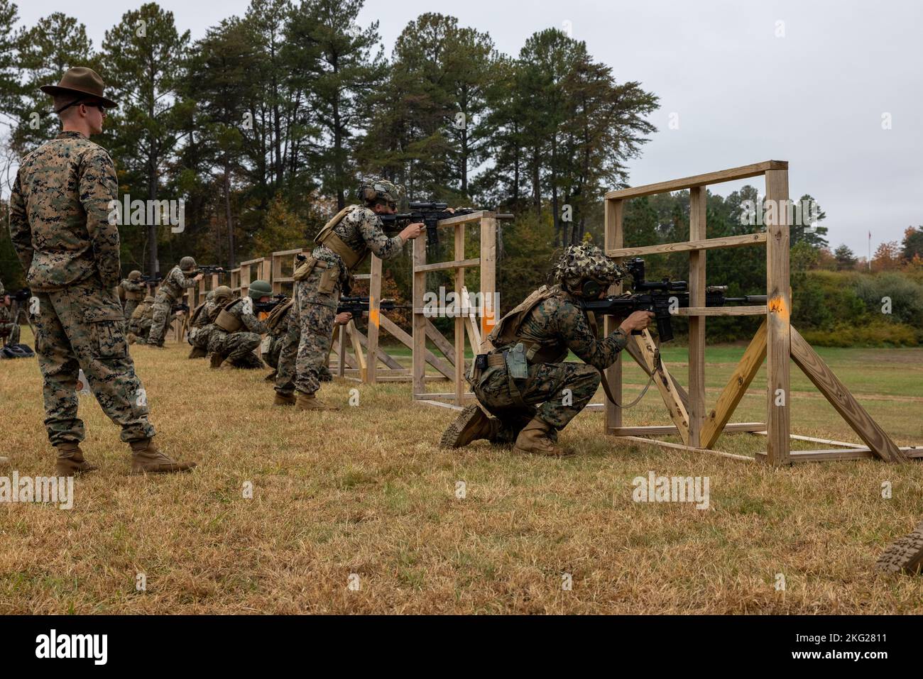 U.S. Marines Marine Corps Shooting Team fire their weapons in the ...