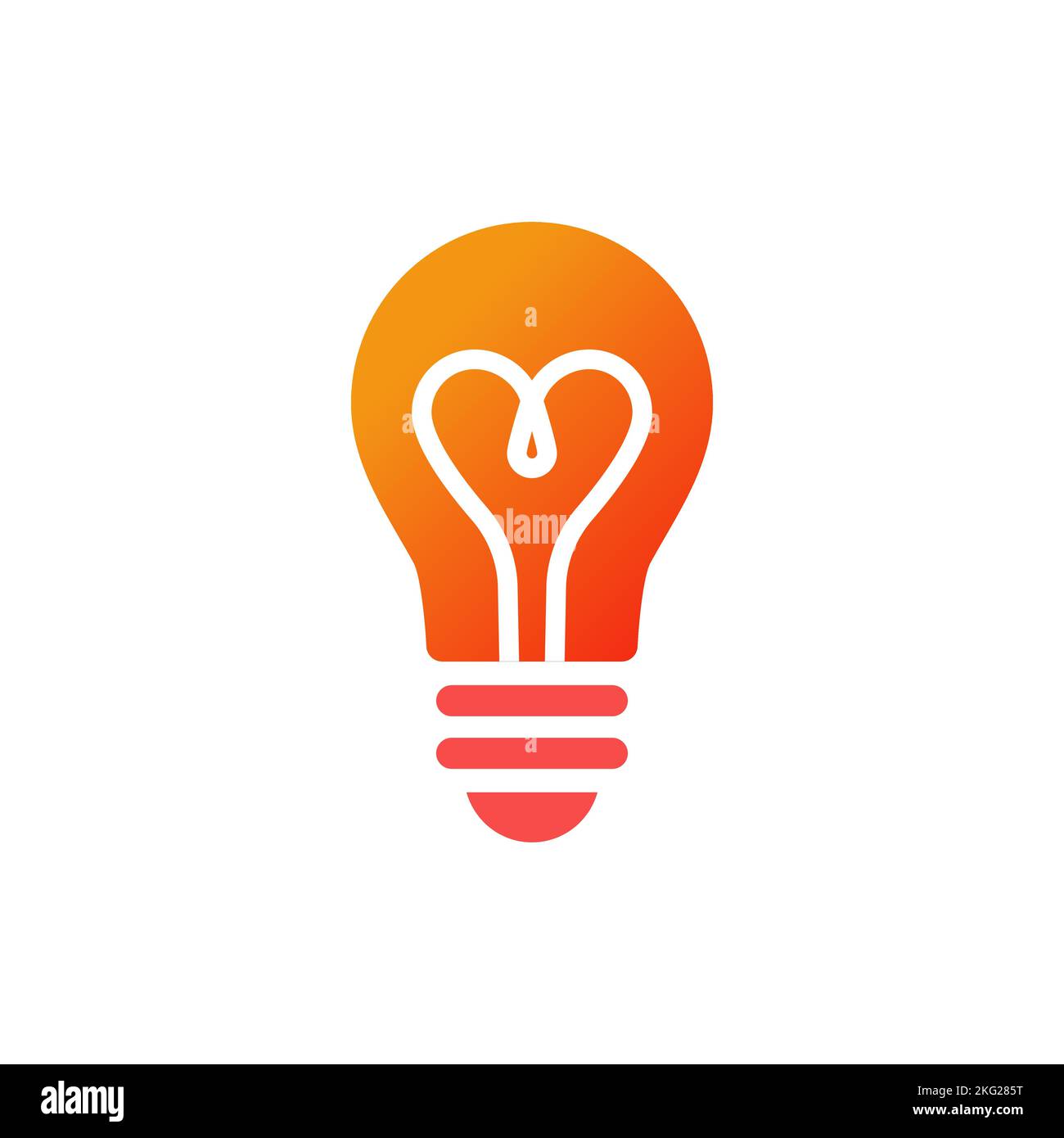 Light bulb icon. Isolated electric lamp on white background. Heart ...