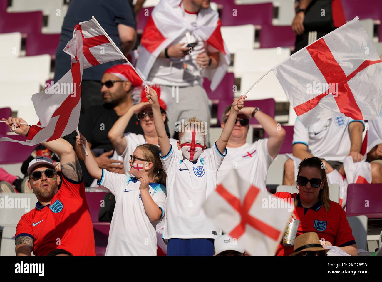 England fans in the stands before the FIFA World Cup Group B match at ...