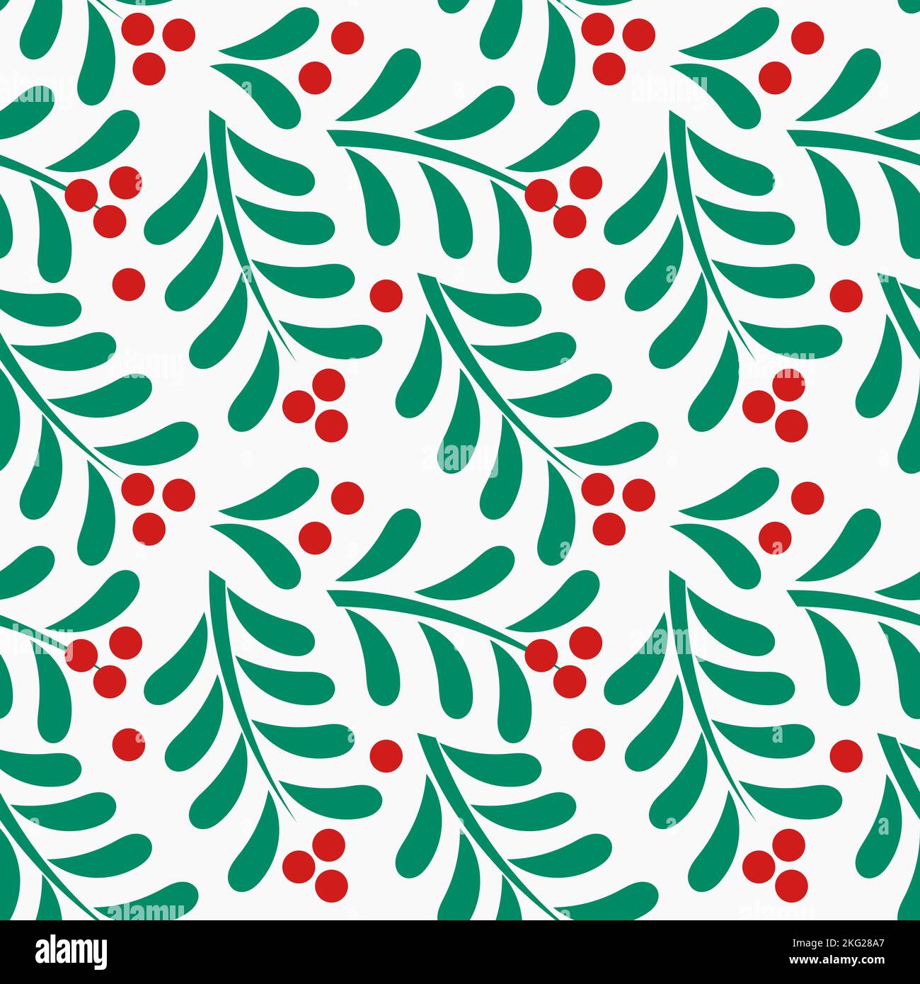 Mistletoe branches Christmas seamless pattern. Vector illustration ...