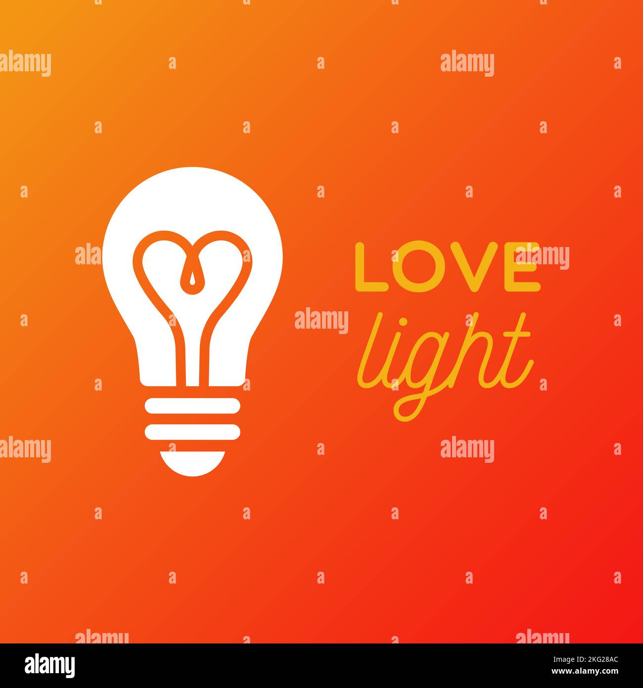 Light bulb icon. Isolated electric lamp on gradient background. Heart ...