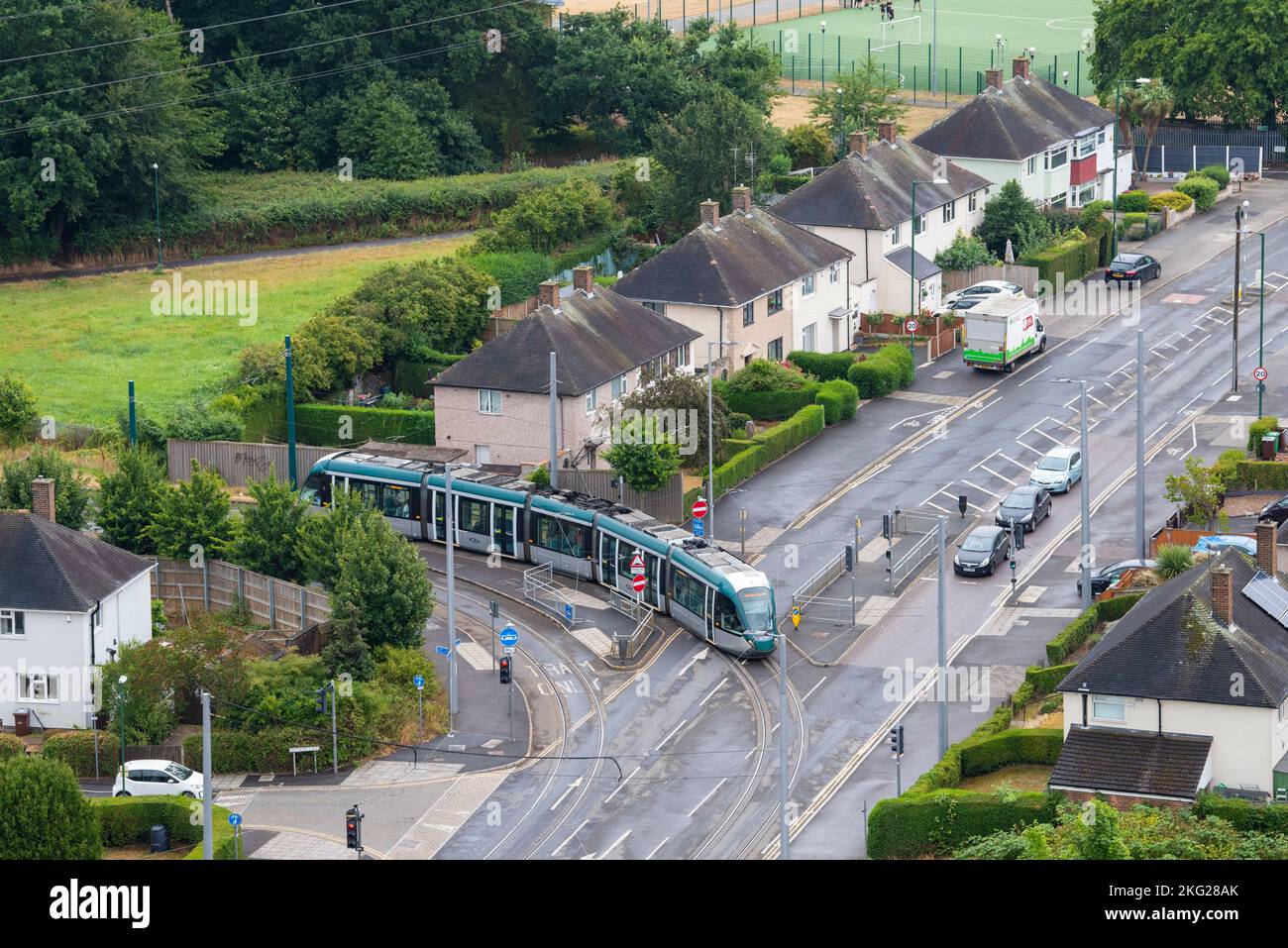 Aerial image of a tram in Clifton captured from the roof of Southchurch ...