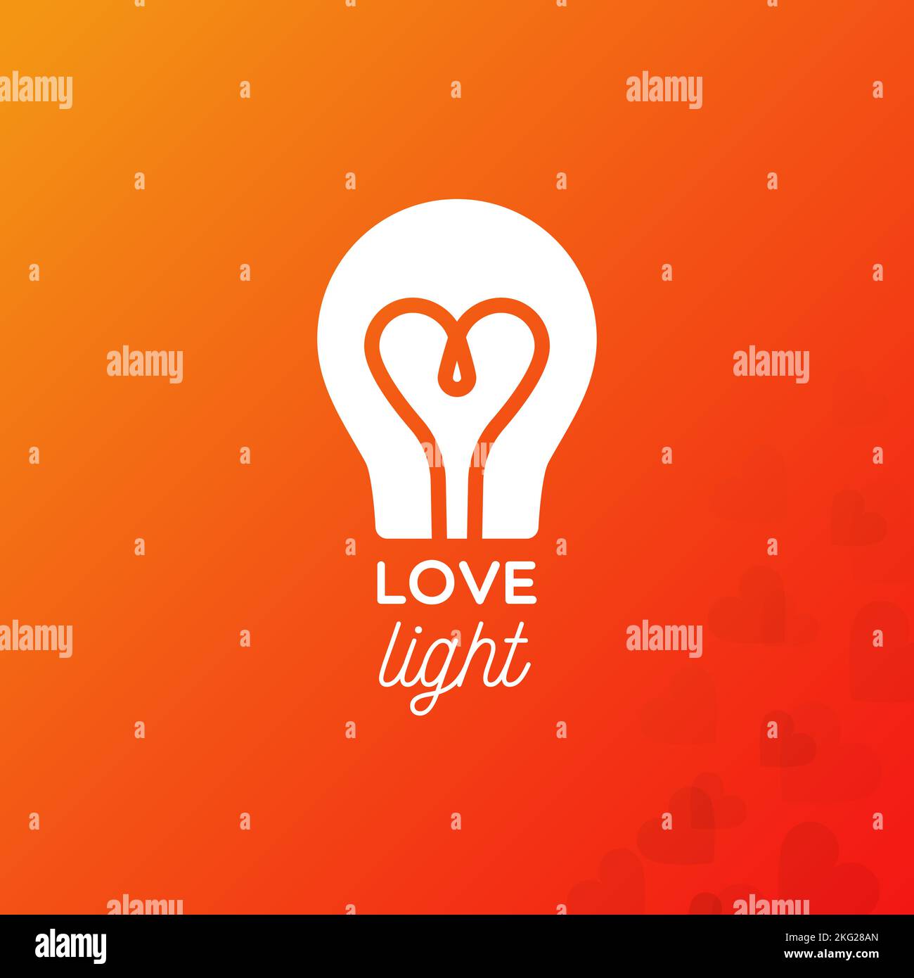 Light bulb icon. Isolated electric lamp on gradient background. Heart ...