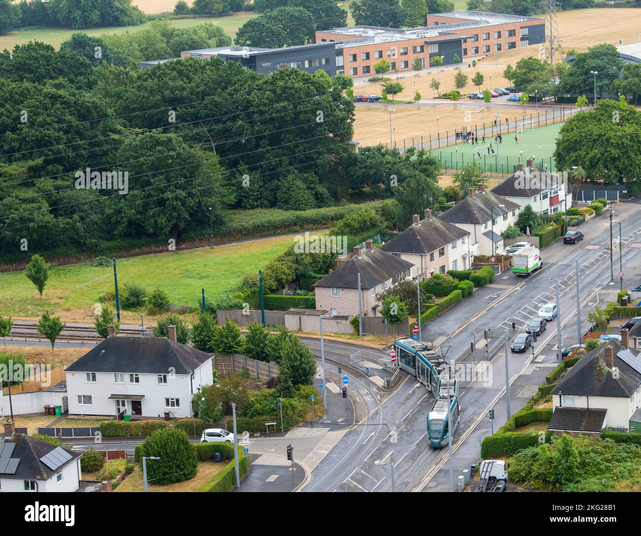 Aerial image of a tram in Clifton captured from the roof of Southchurch ...