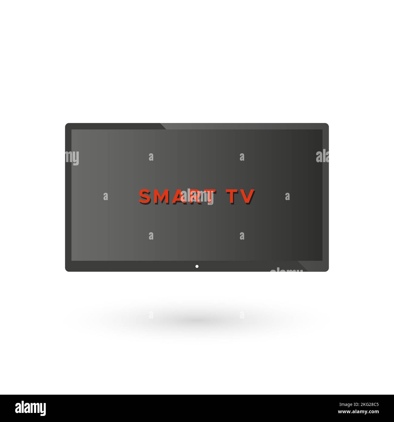 Smart TV screen with red text. Vector illustration, flat design Stock ...