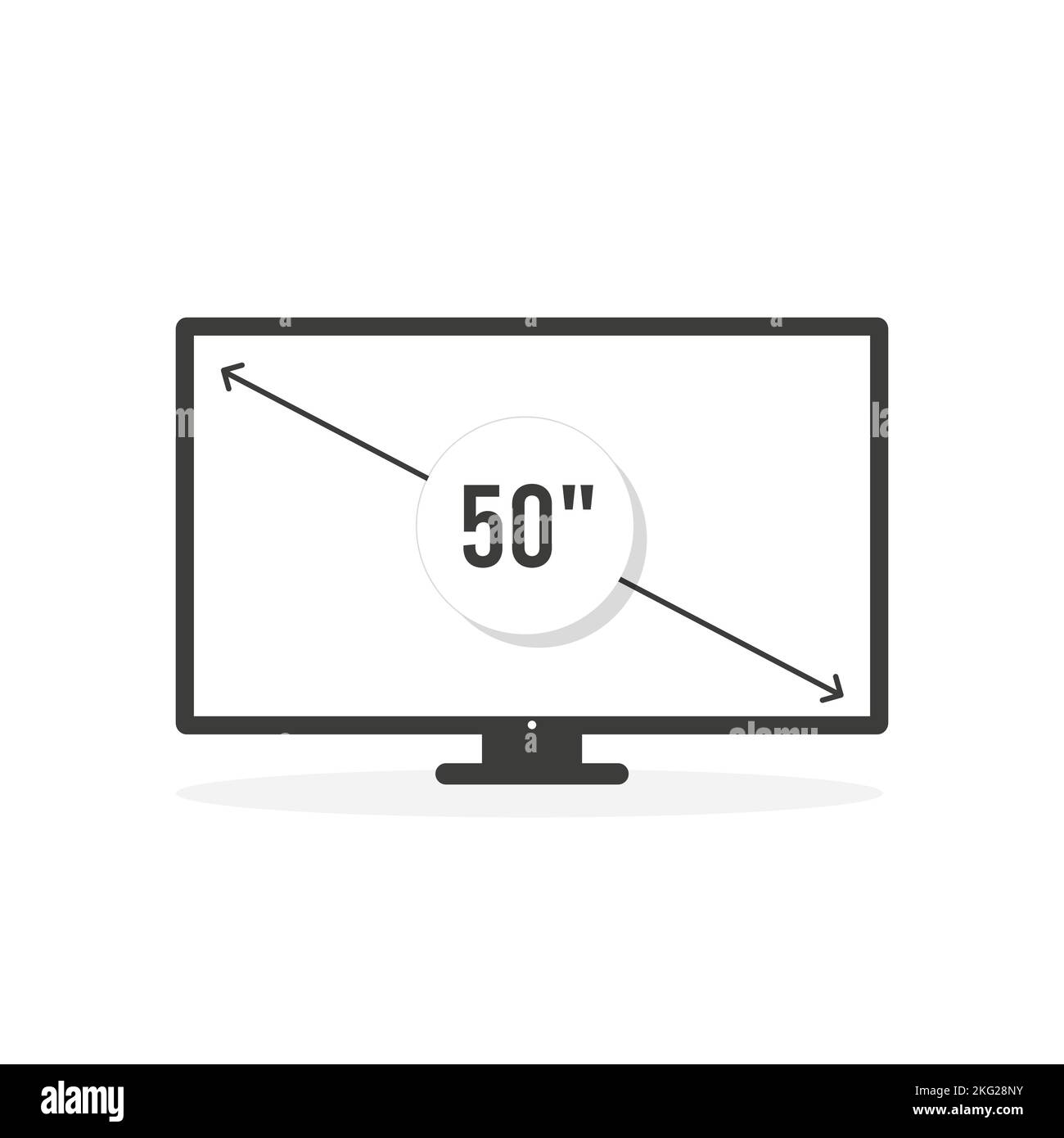 Smart TV icon. Diagonal screen size 50 inches. Vector illustration ...