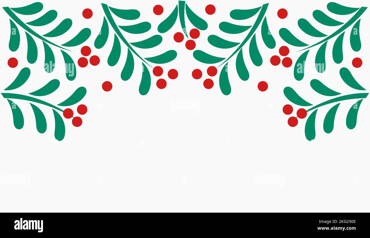 Mistletoe branches Christmas border background. Vector illustration ...