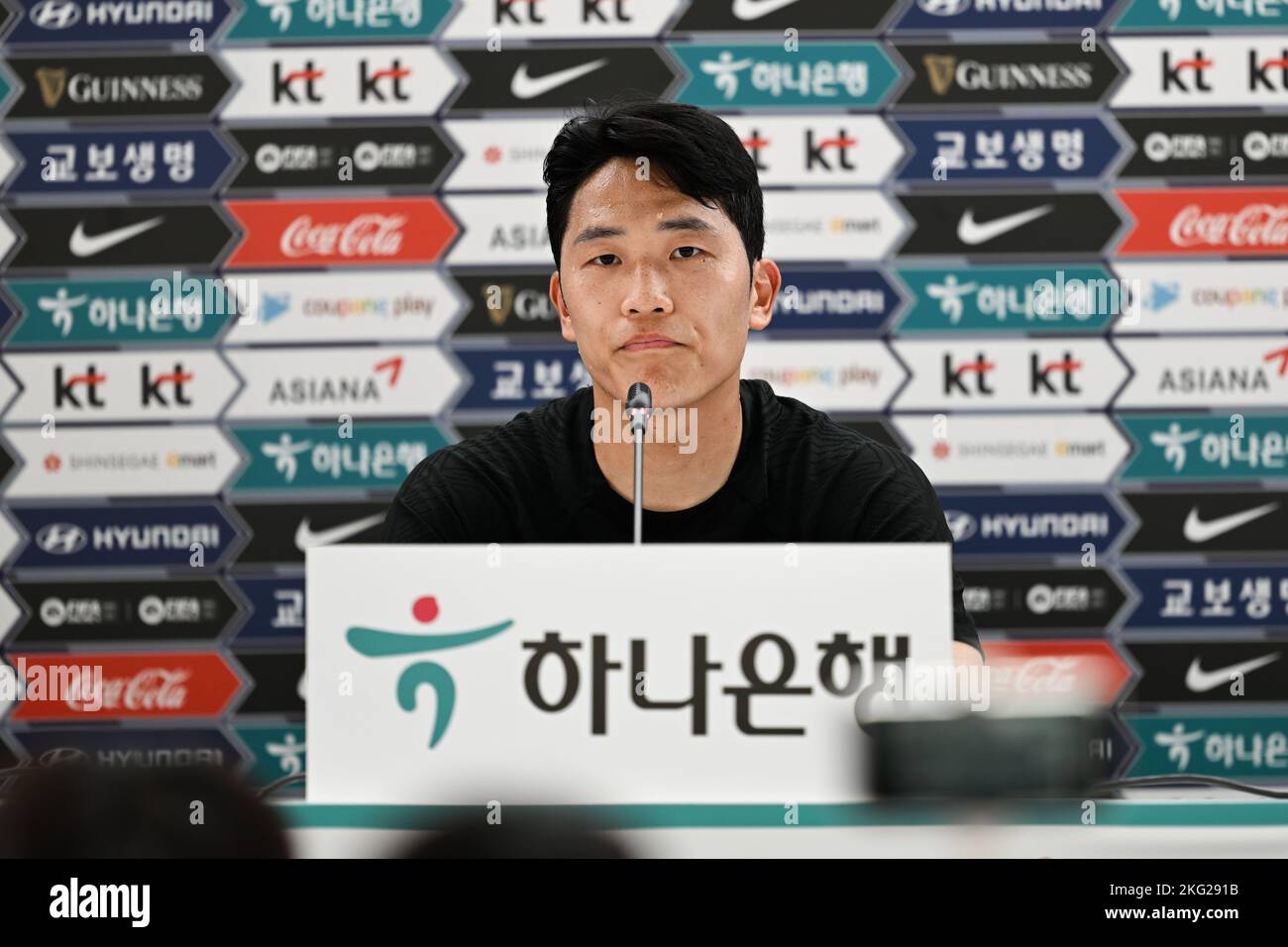 South Korean football forward Na Sang-ho attended the press conference ...