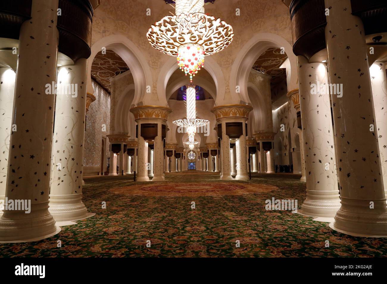 Sheikh Zayed Grand Mosque. Main prayer hall. Abu Dhabi. United Arab ...
