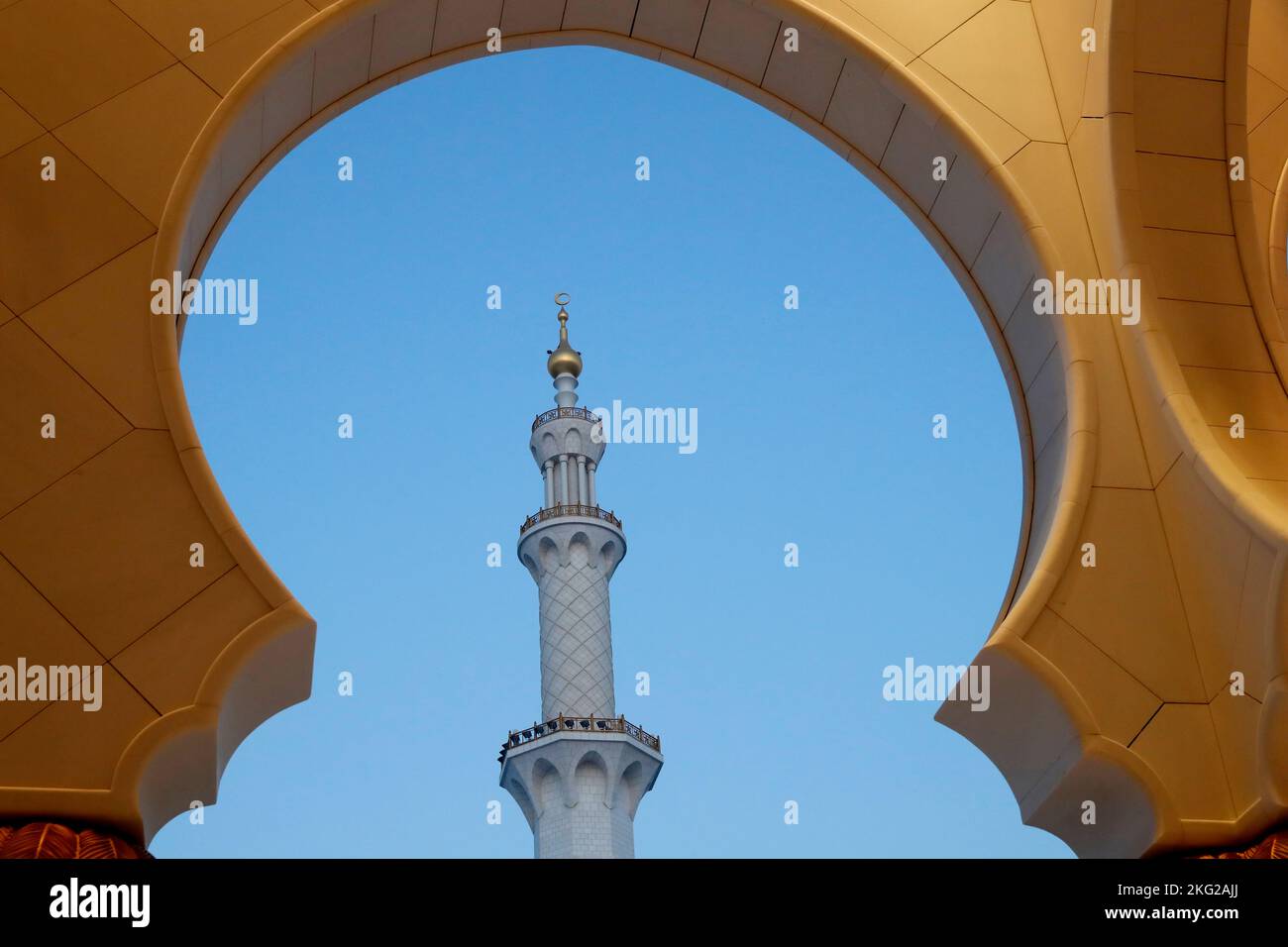 Minaret at Sheikh Zayed Grand Mosque. Architecture. Abu Dhabi. United ...