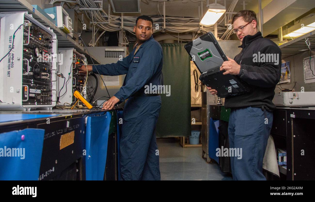 221025-N-JO823-1044 PHILIPPINE SEA (Oct. 25, 2022) Aviation Electronics Technician Airman Nahum ...