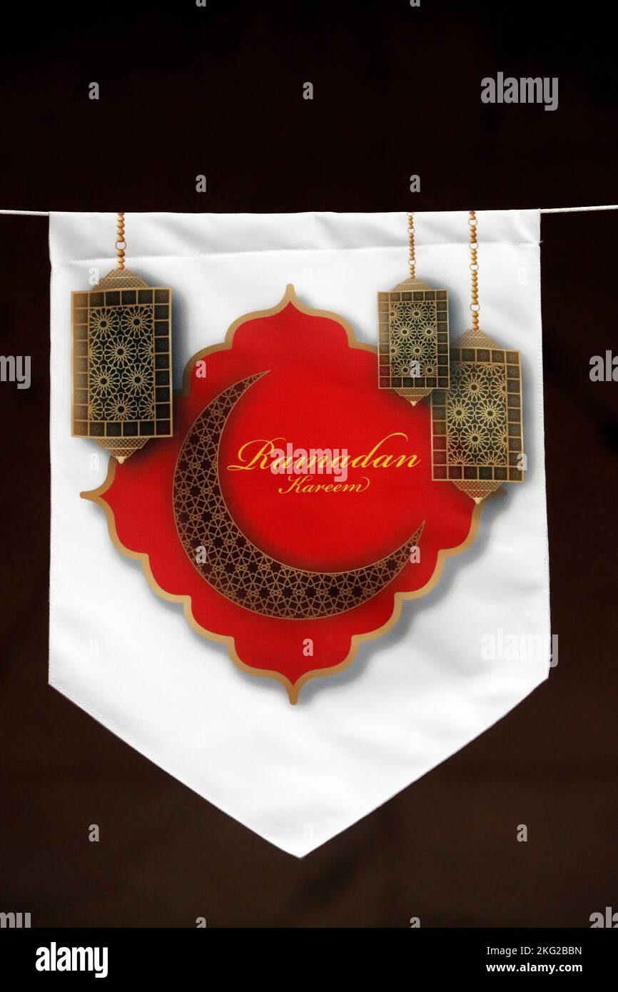 Ramadan Kareem Concept. Flag with muslim symbols Stock Photo - Alamy