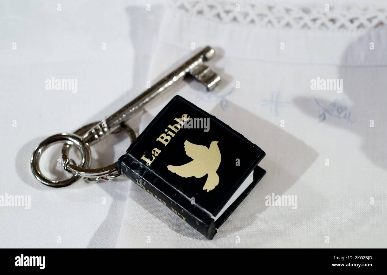 Miniature bible key holder. Sacristy. Switzerland Stock Photo - Alamy