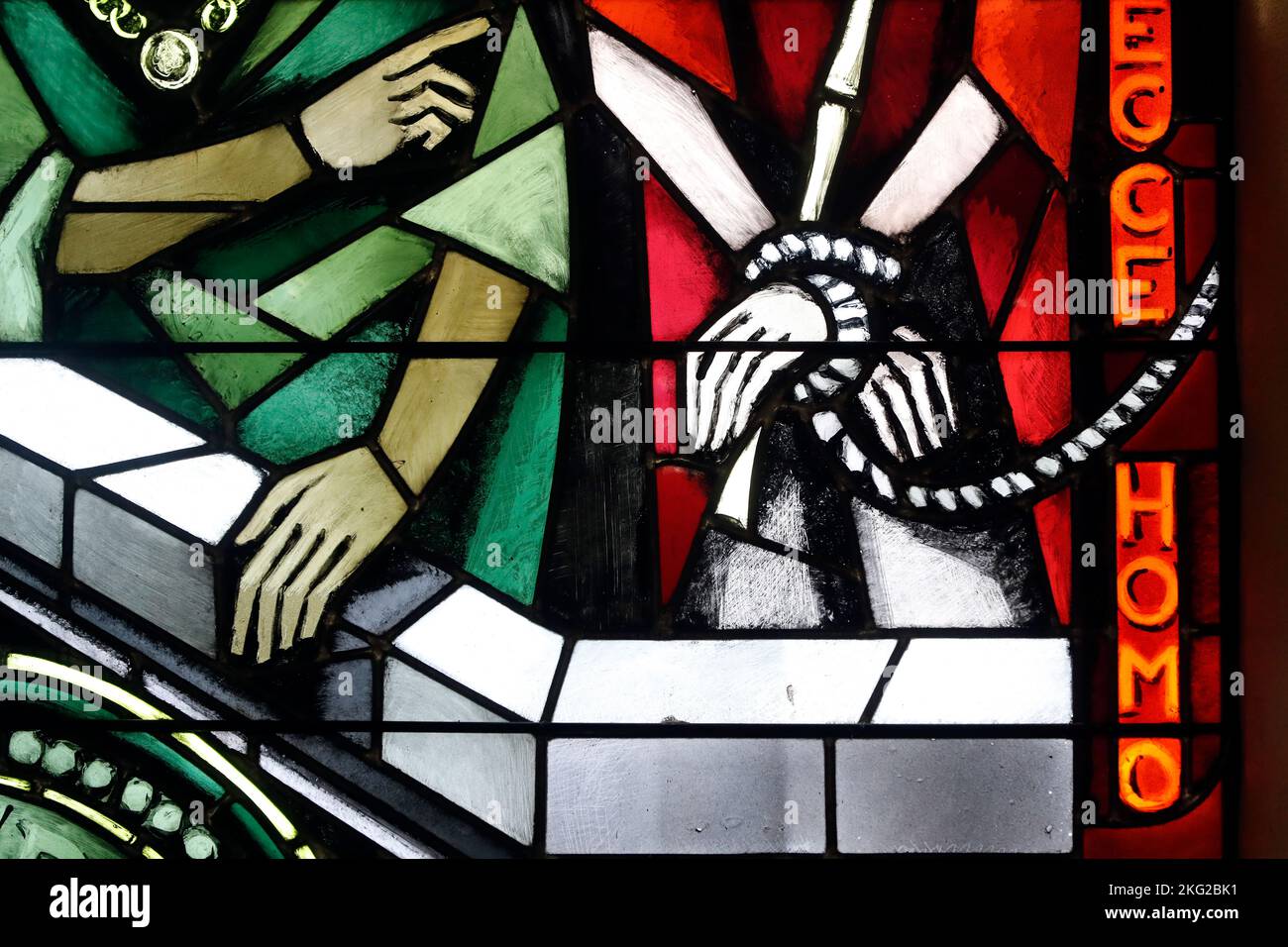 Passion of Christ. Ecce Homo. Stained glass window. Switzerland Stock ...