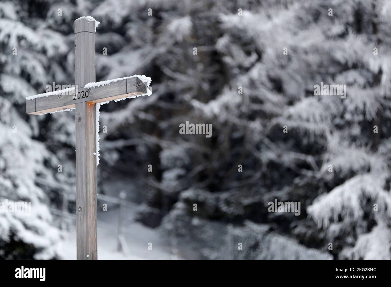 A catholic cross in winter. La Forclaz. Switzerland Stock Photo - Alamy