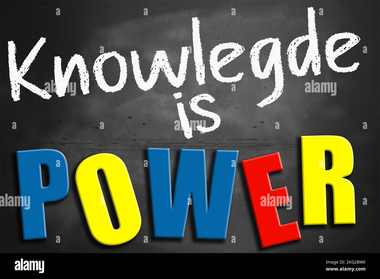 Knowledge is power conceptual words on blackboard, 3d rendering Stock ...
