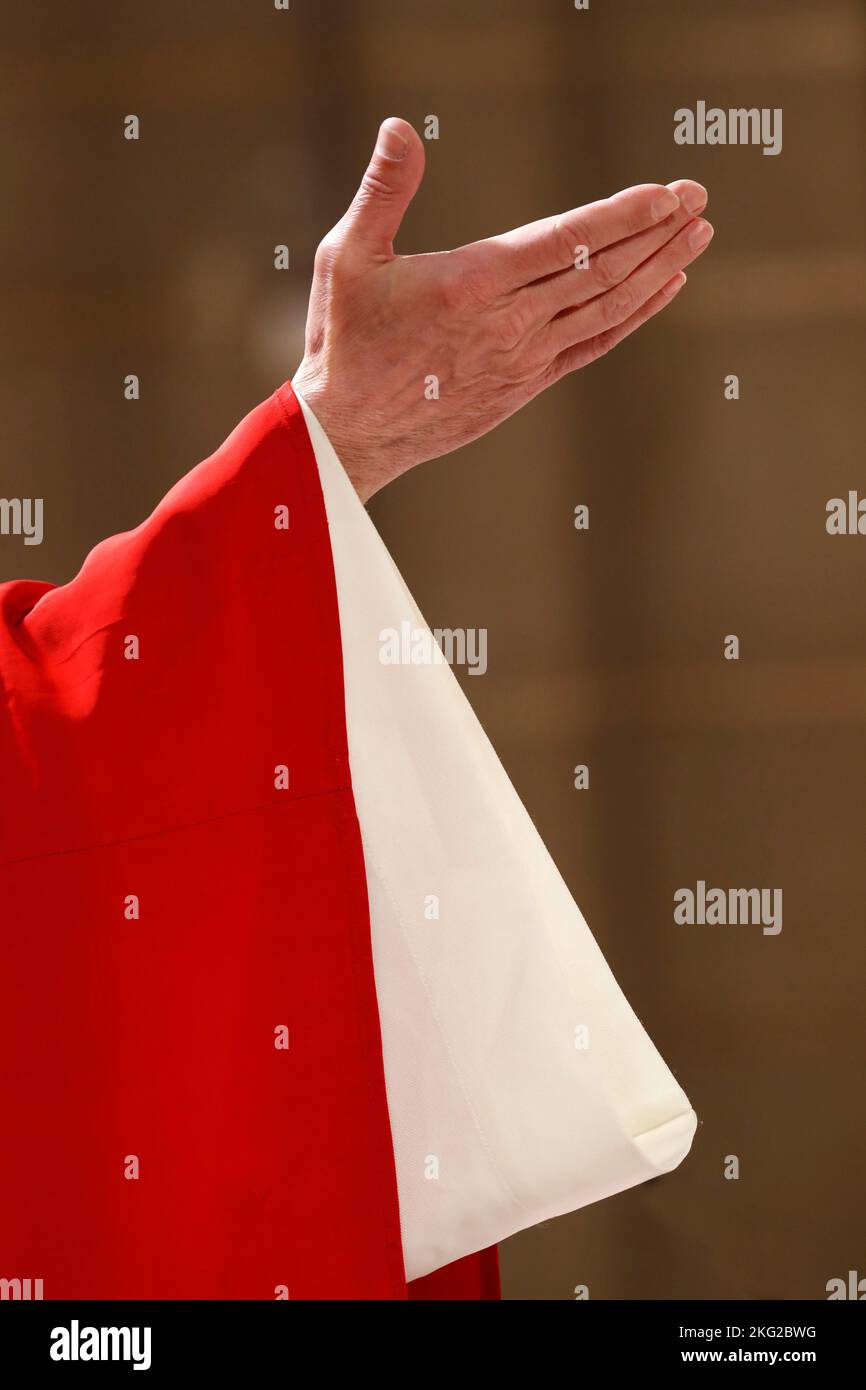 Priest at catholic mass. Close up on hand. Switzerland Stock Photo - Alamy