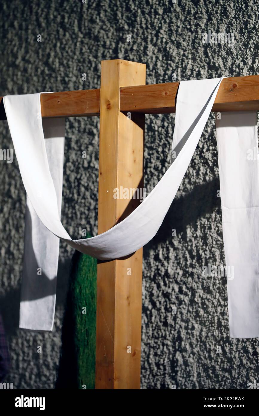 Saint Jean Baptiste chapel. Holy week. Easter Vigil celebration ...