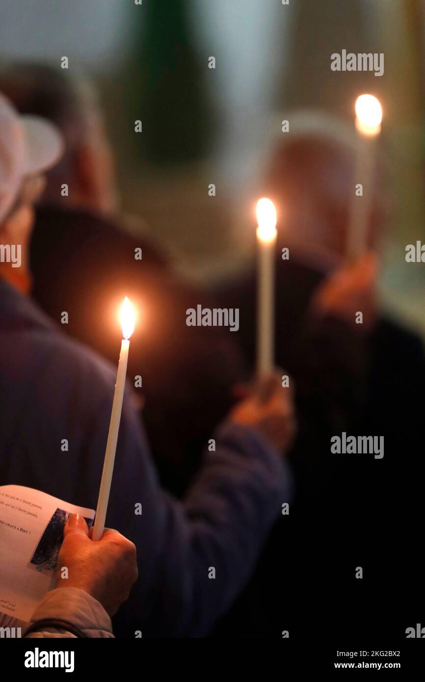 Saint Jean Baptiste chapel. Holy week. Easter Vigil celebration ...