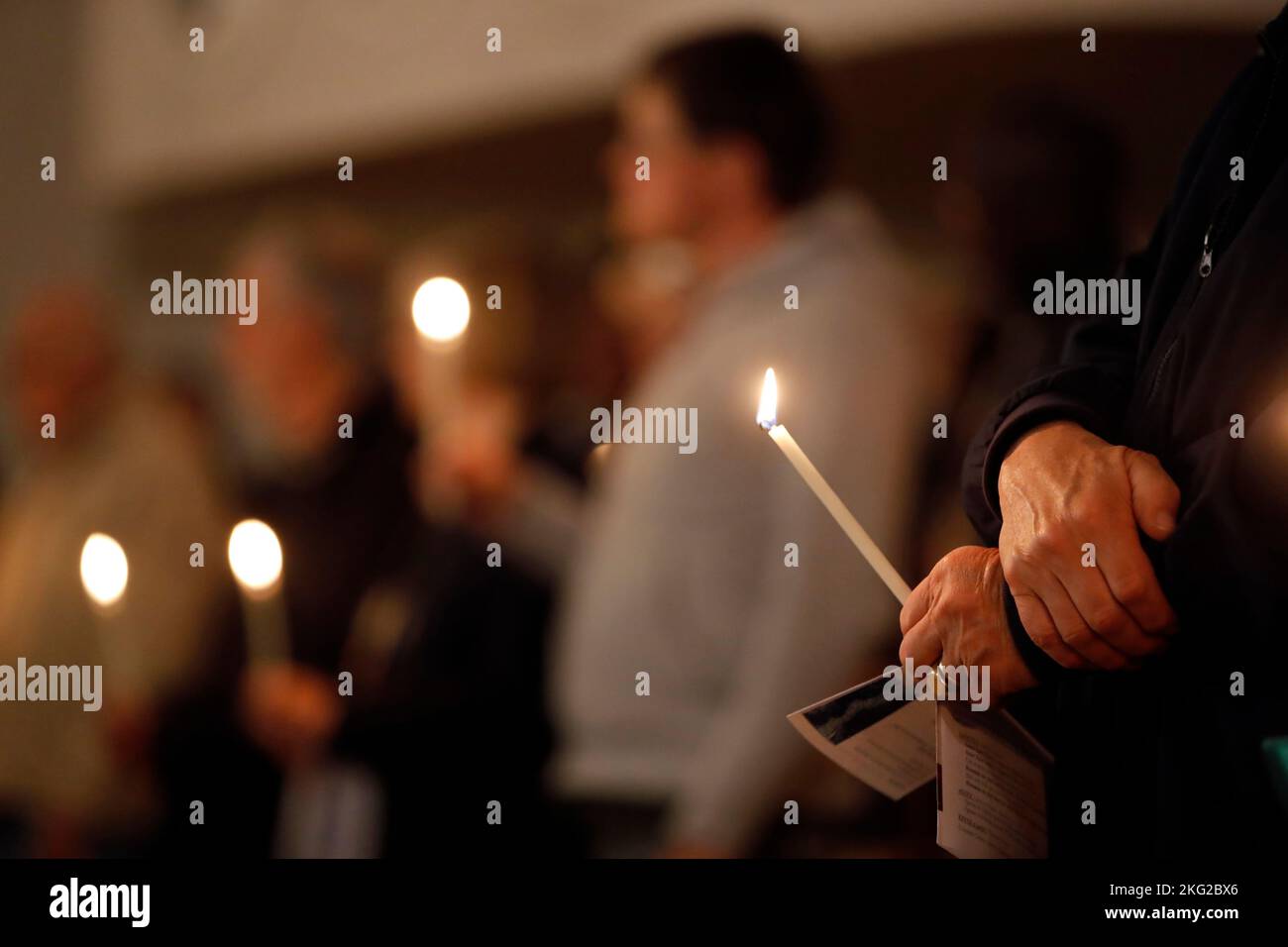 Saint Jean Baptiste chapel. Holy week. Easter Vigil celebration ...