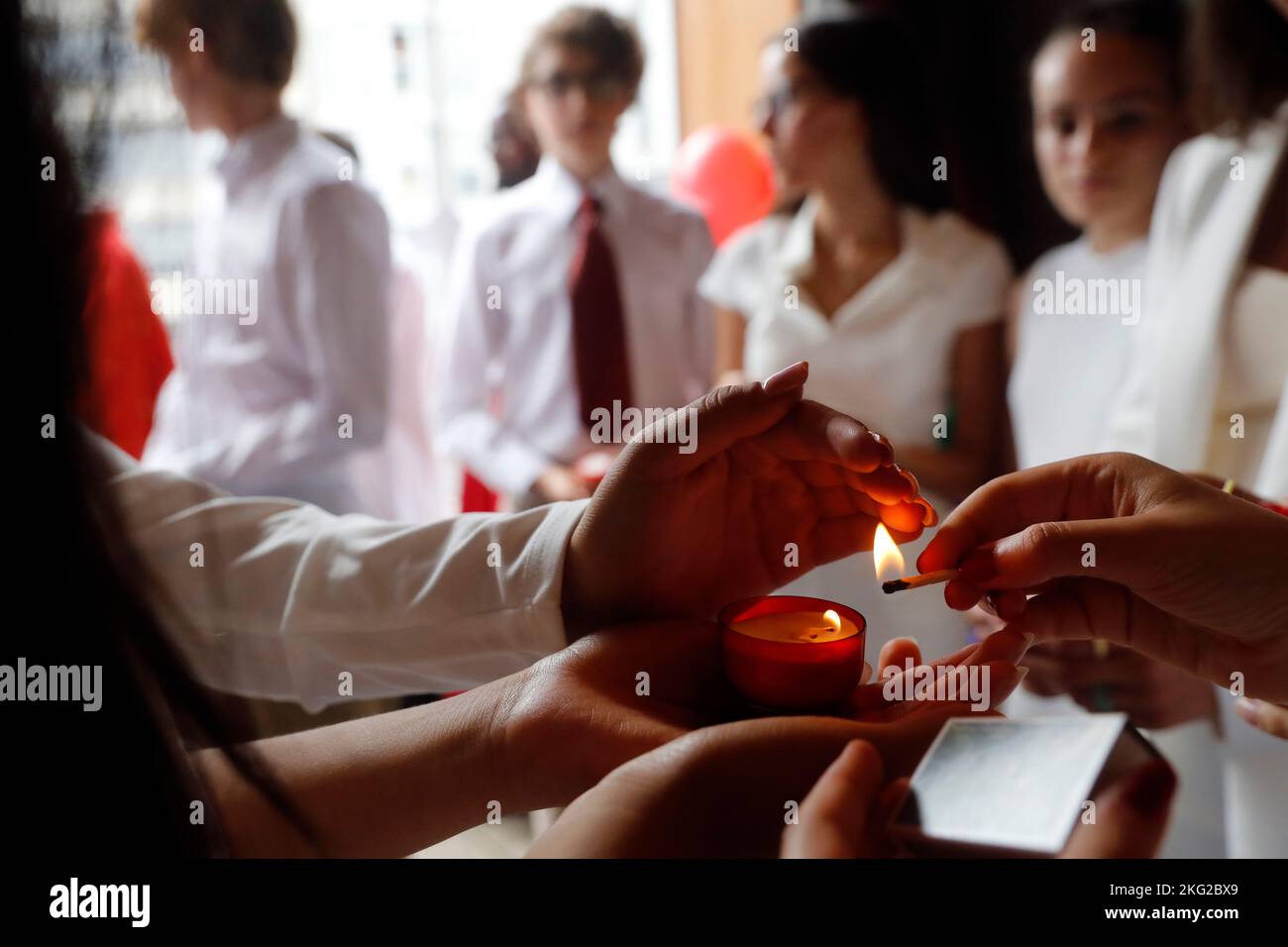 Roman catholic confirmation ceremony in church. Switzerland Stock Photo ...