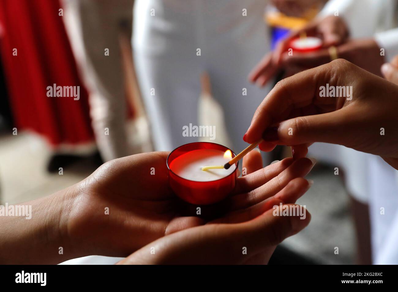 Roman catholic confirmation ceremony in church. Switzerland Stock Photo ...
