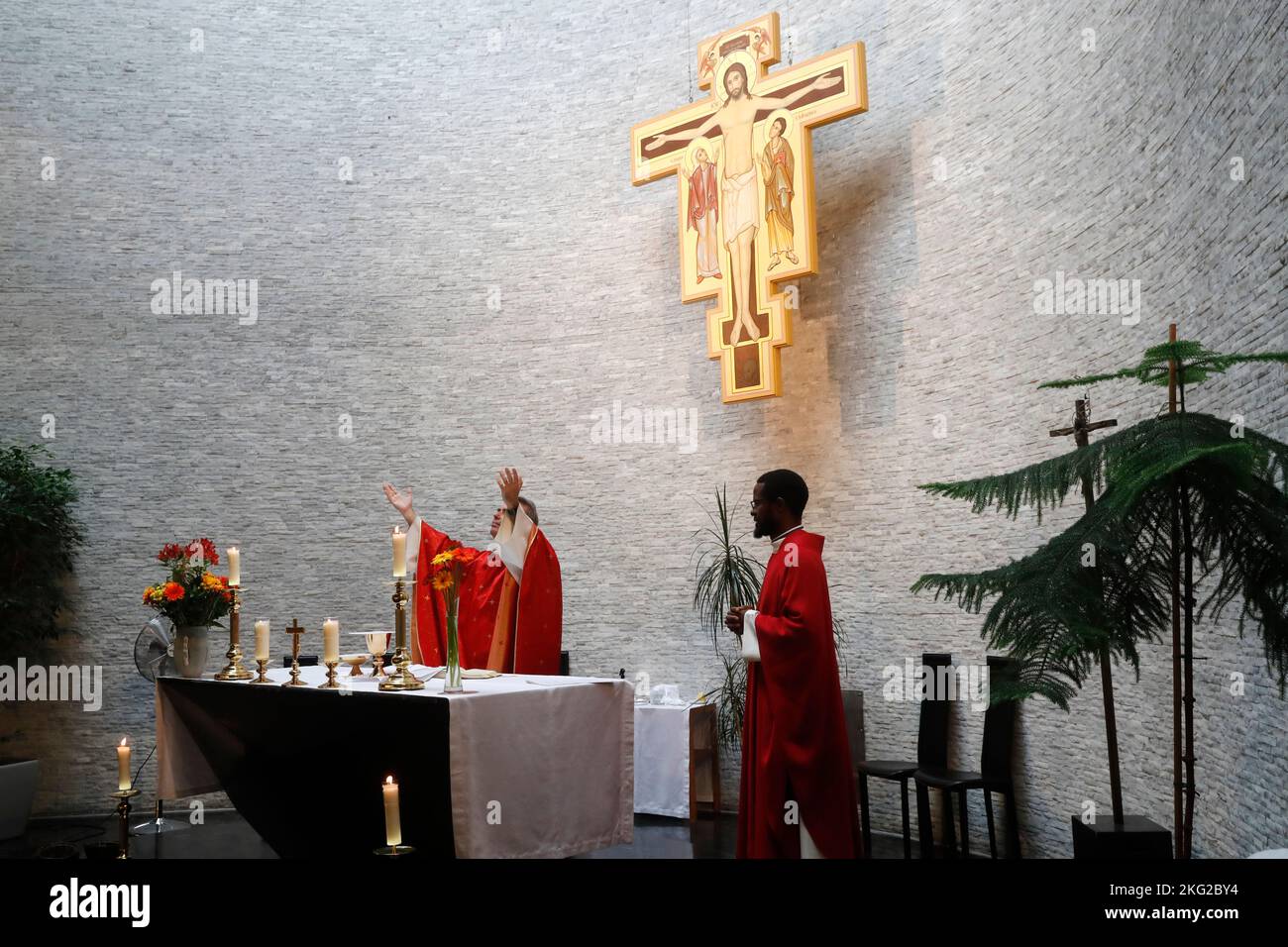 Sainte Claire church. Catholic mass. Eucharistic celebration ...