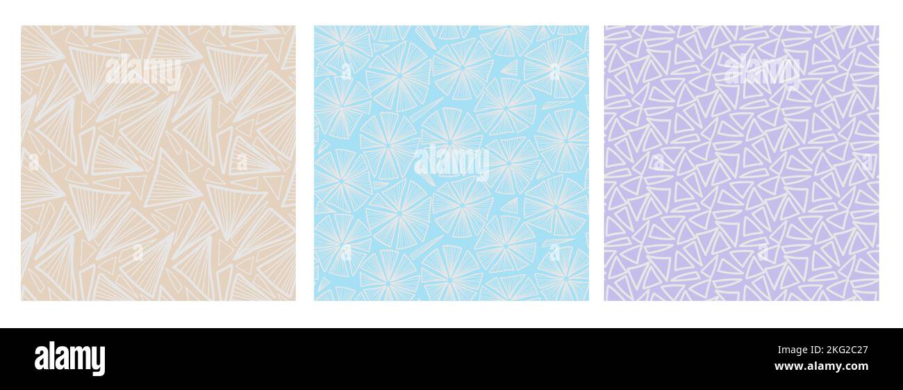 Abstract seamless pattern set with hand drawn elements, pastel color vector background Stock ...