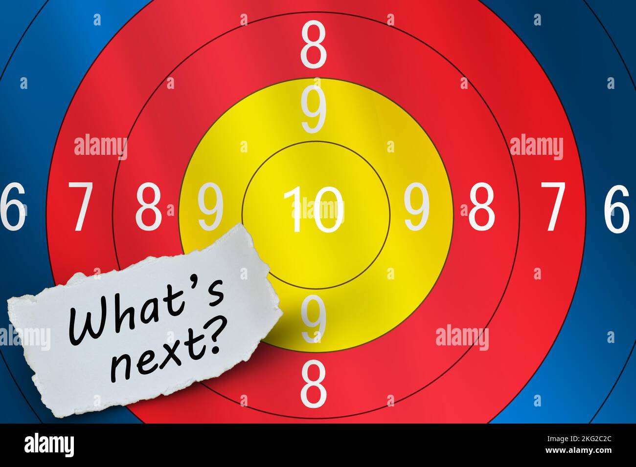 What is next word on paper with target board as background, 3d ...