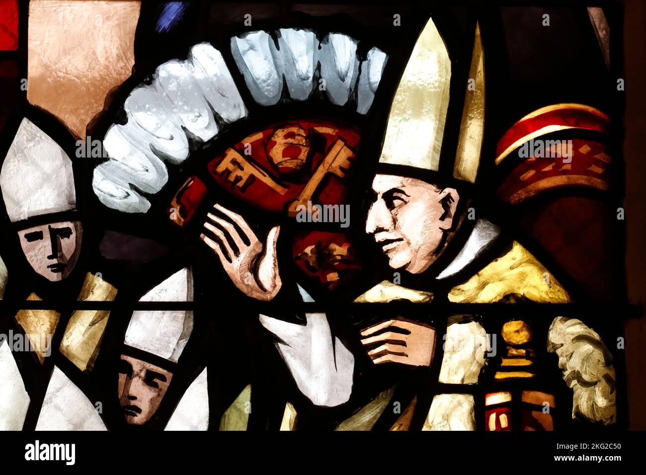 Saint Bernard-de-Menthon church. Stained glass window. Vatican II ...