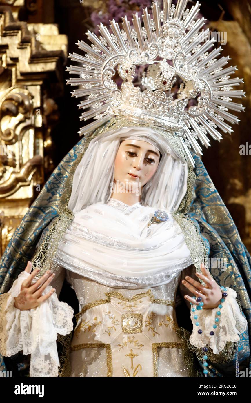 Jerez de la Frontera Cathedral. Crowned Virgin Mary statue in a ...