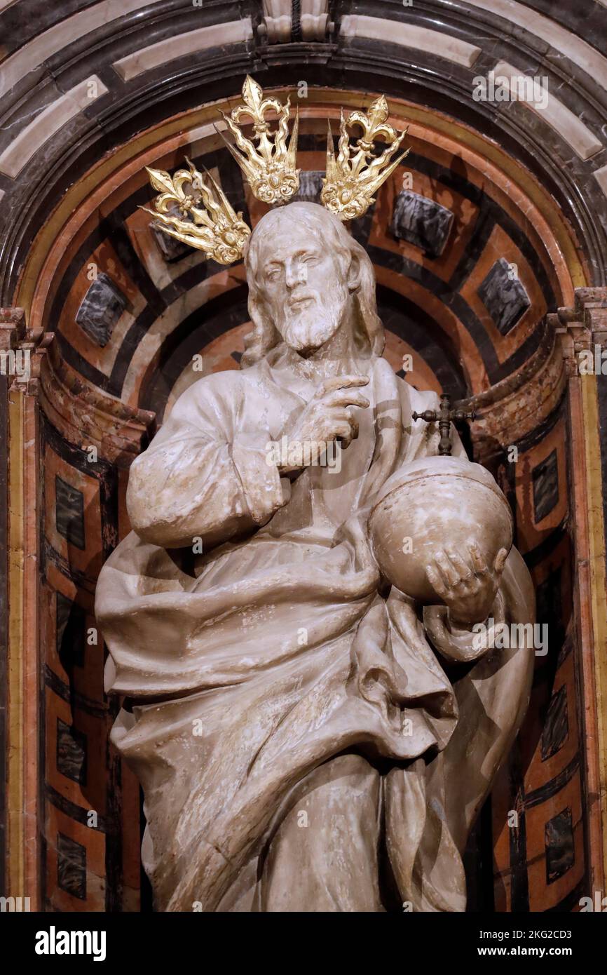 Seville Cathedral. Christ as Salvator Mundi making the sign of the ...