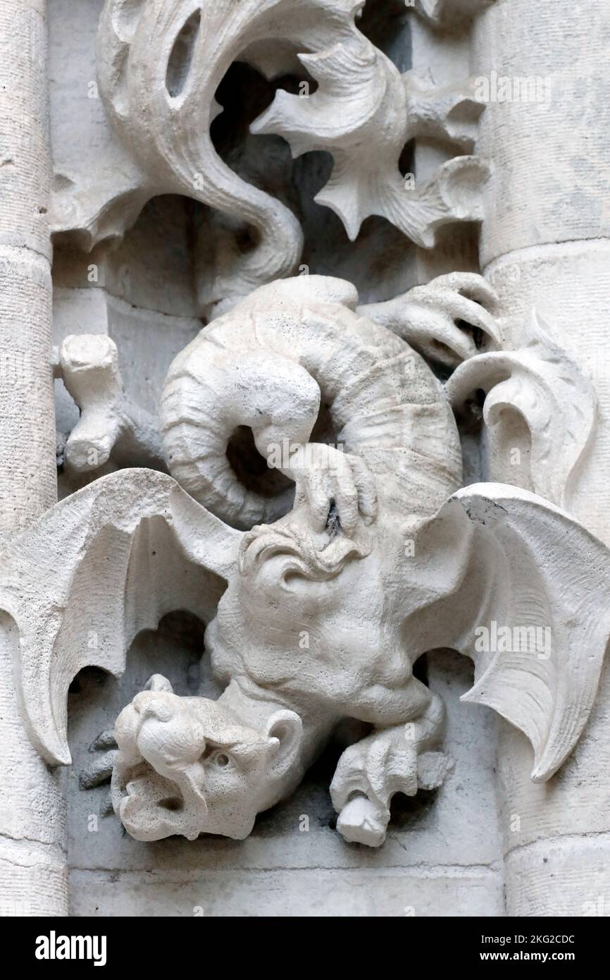 Seville Cathedral. Stone dragon sculptures. Spain Stock Photo - Alamy