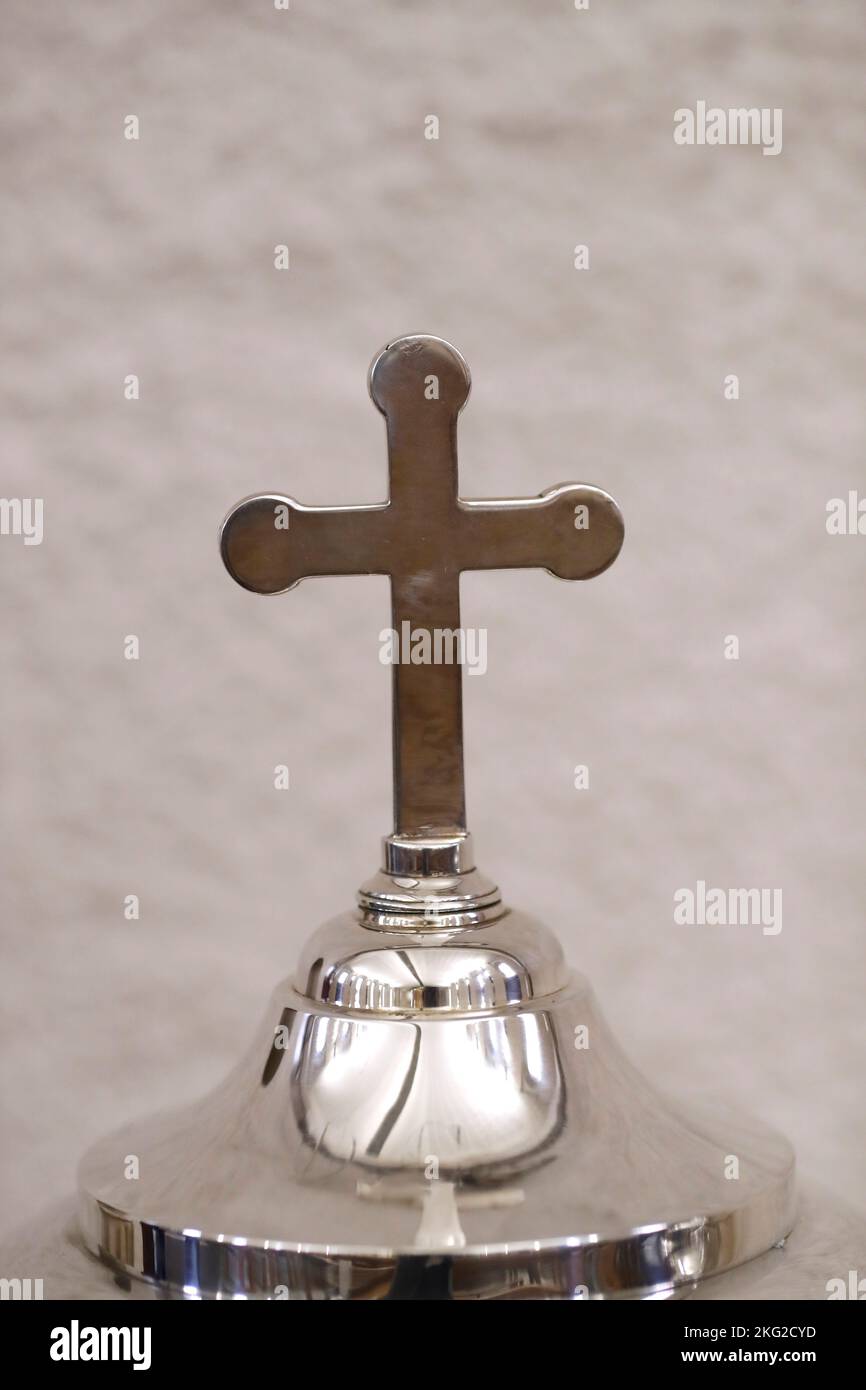 Holy Thursday. Chrism Mass. Holy oils used in the sacraments. Sacred ...