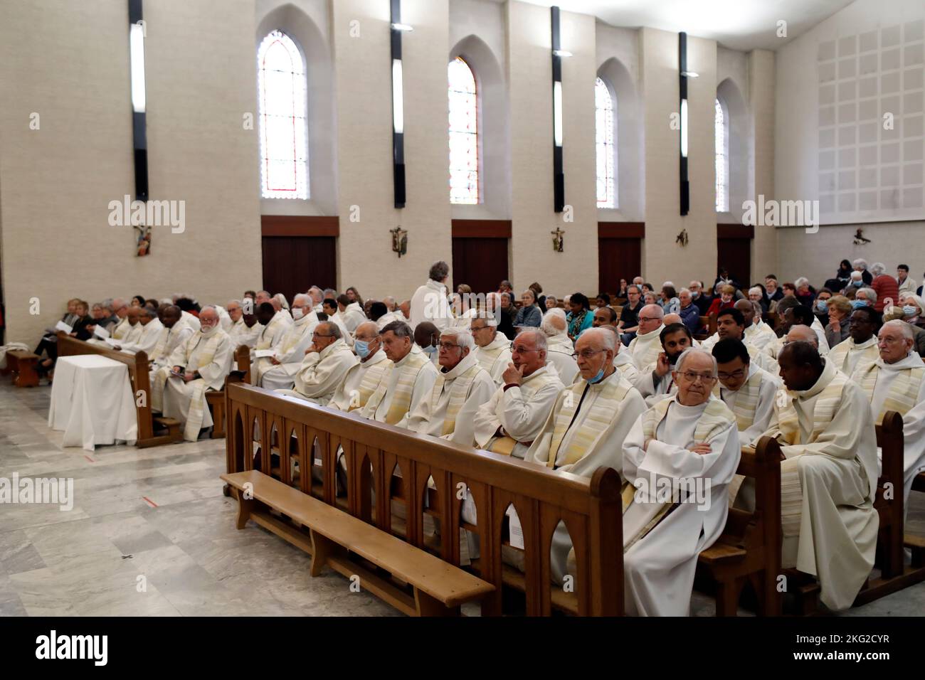 Saint Julien en Genevois church. Holy Thursday. Chrism Mass. France ...