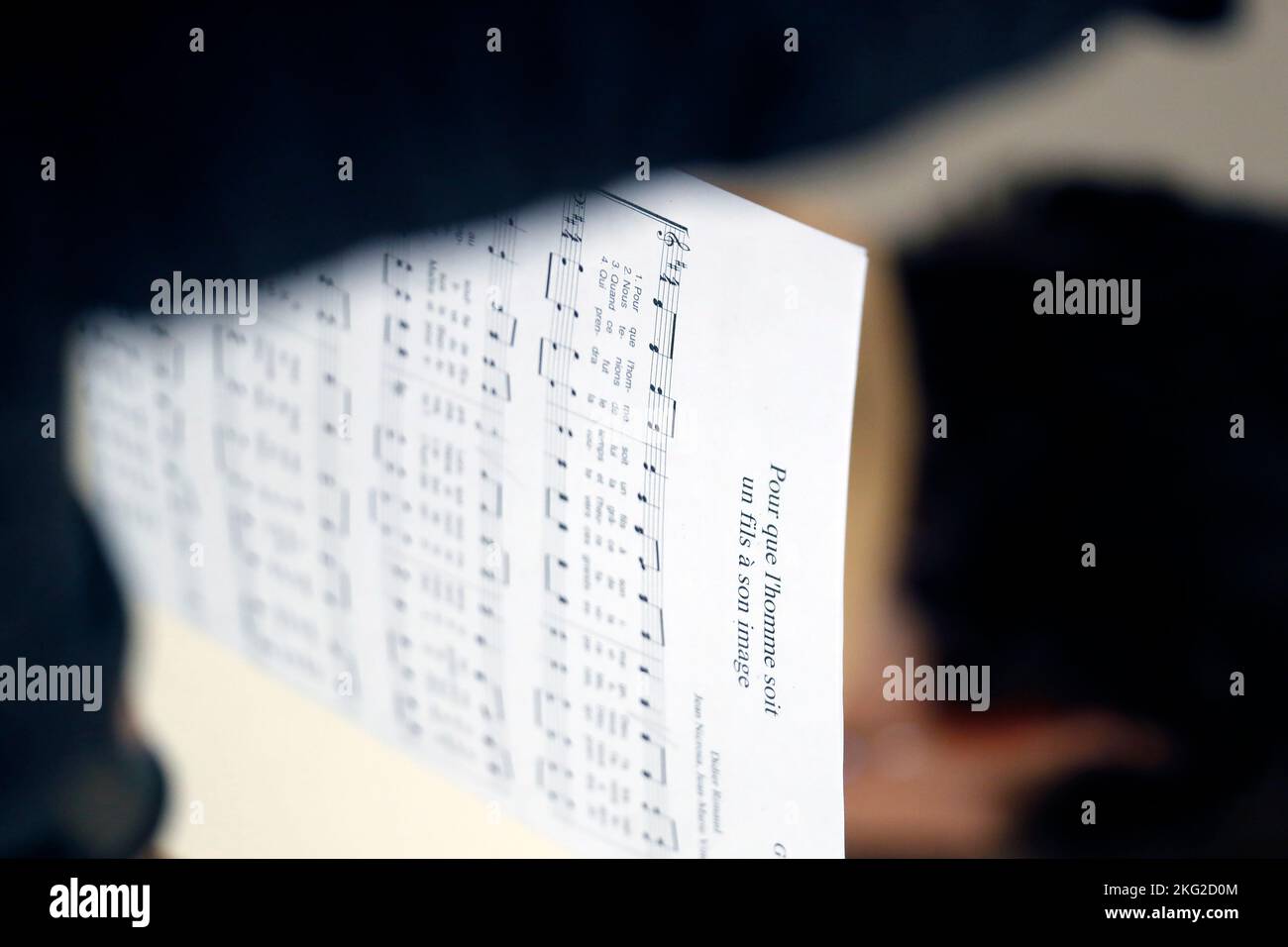 Sacred music. Sheet music for mass celebration. France Stock Photo - Alamy