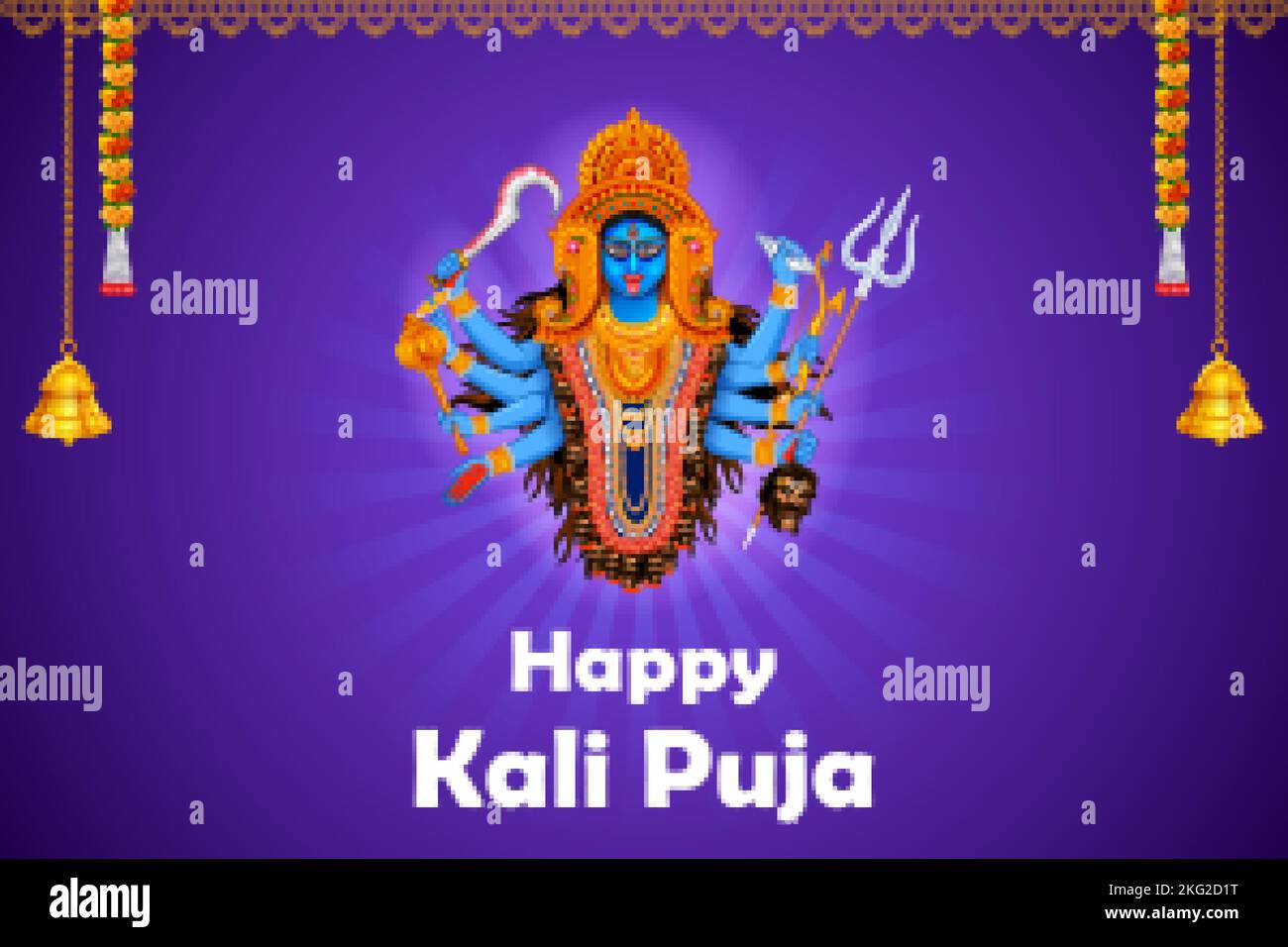 illustration of Goddess Kali Maa on Diwali Kali Pooja background of ...