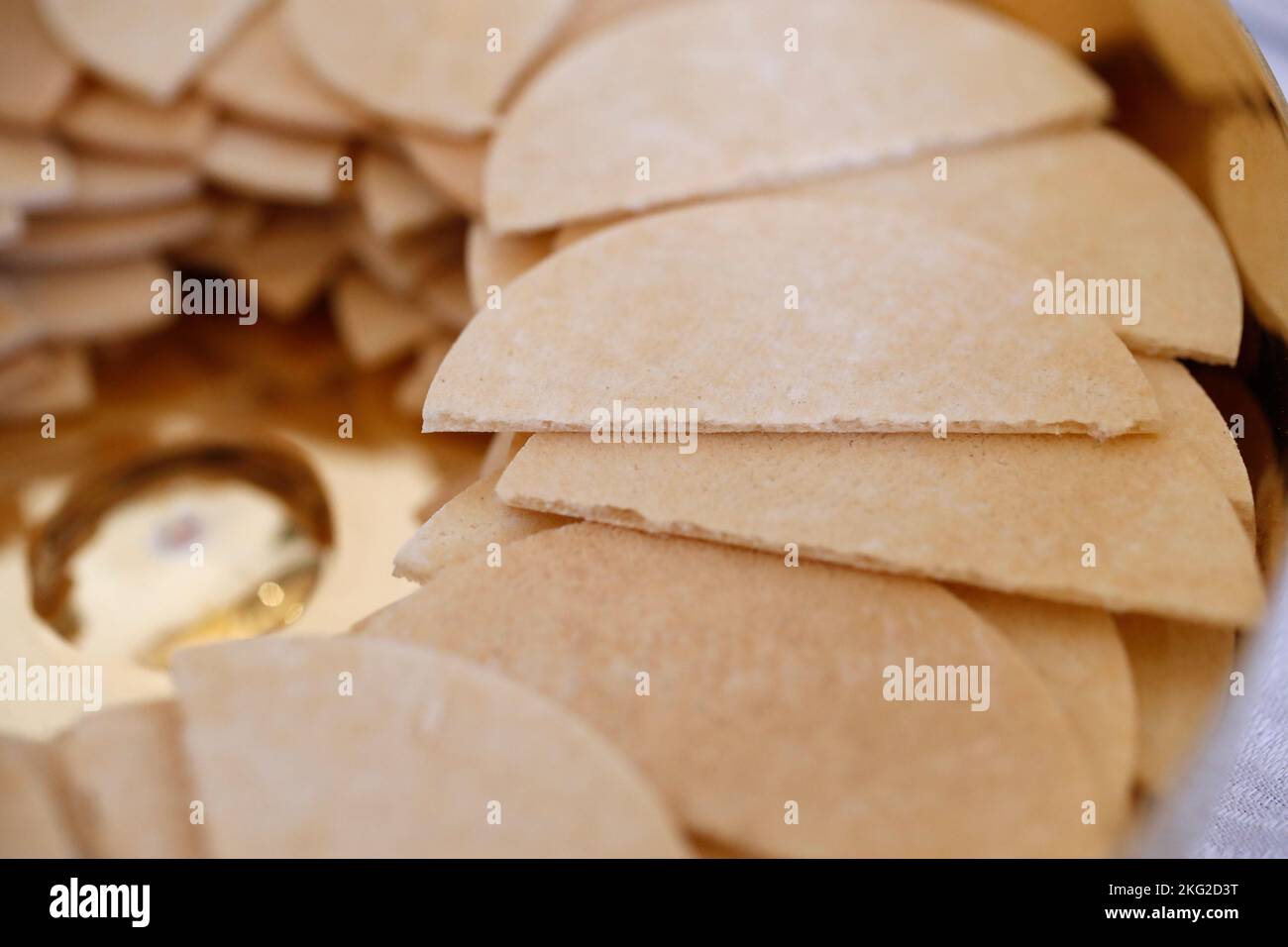 Catholic mass. Eucharist table with the liturgical items.Ê Communion ...
