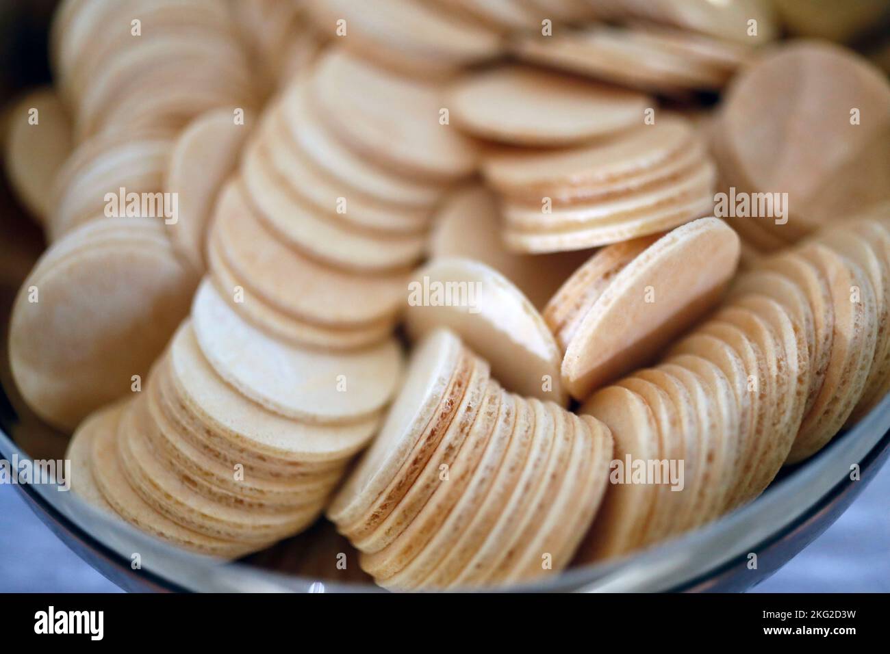 Catholic mass. Eucharist table with the liturgical items. Communion ...
