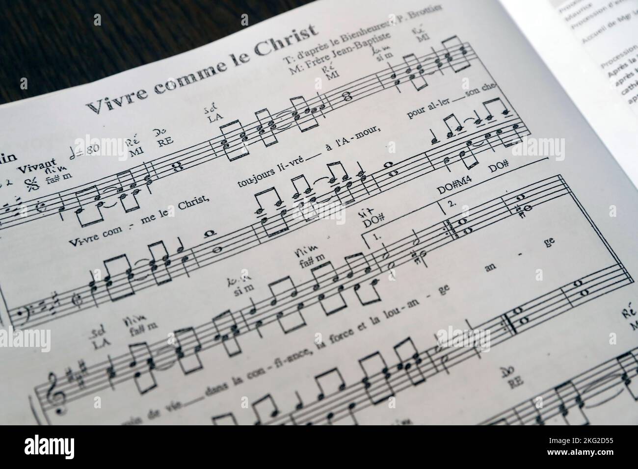 Catholic church. Sacred music. Sheet music for mass celebration. France ...