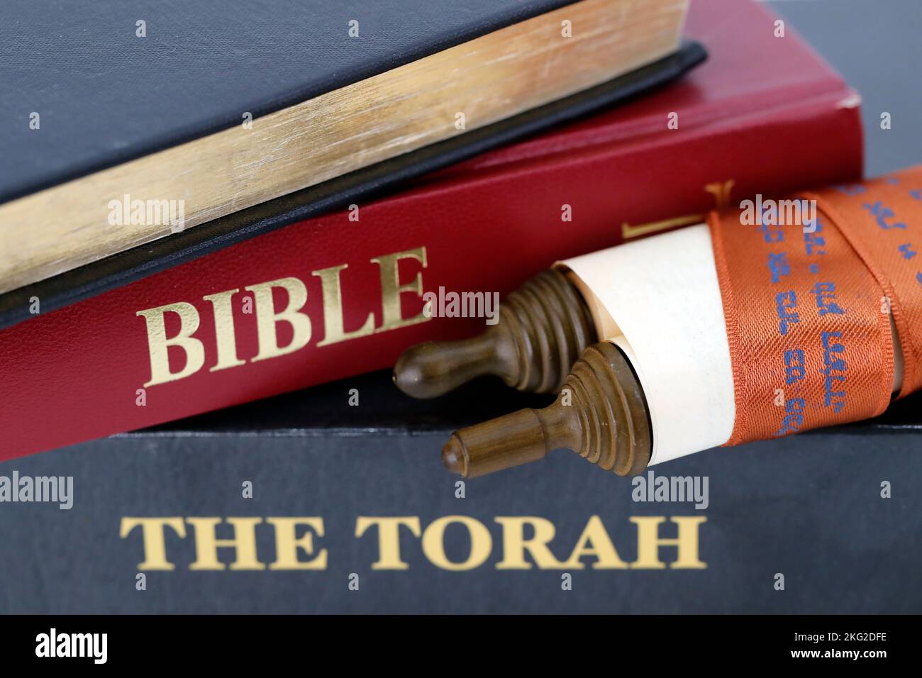 Torah scolls and christian Holy Bible. Juadaism and christianity ...