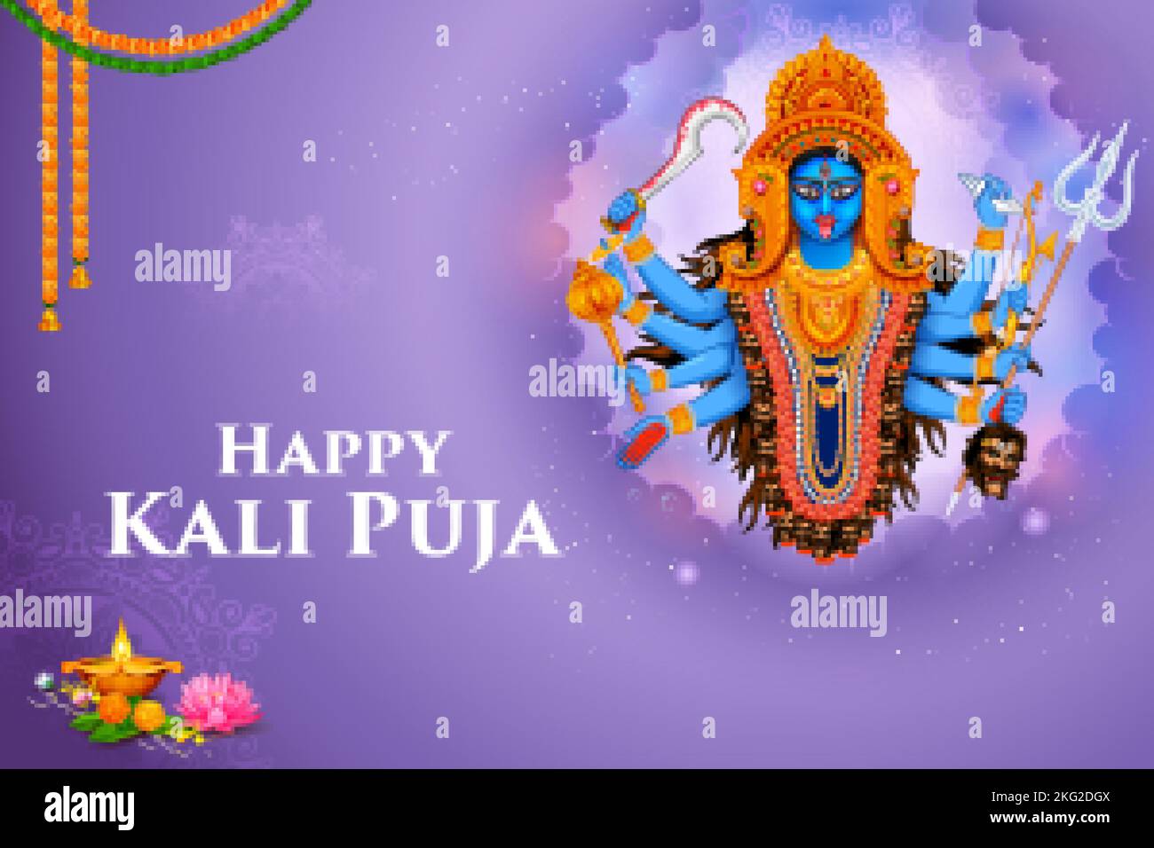 illustration of Goddess Kali Maa on Diwali Kali Pooja background of ...