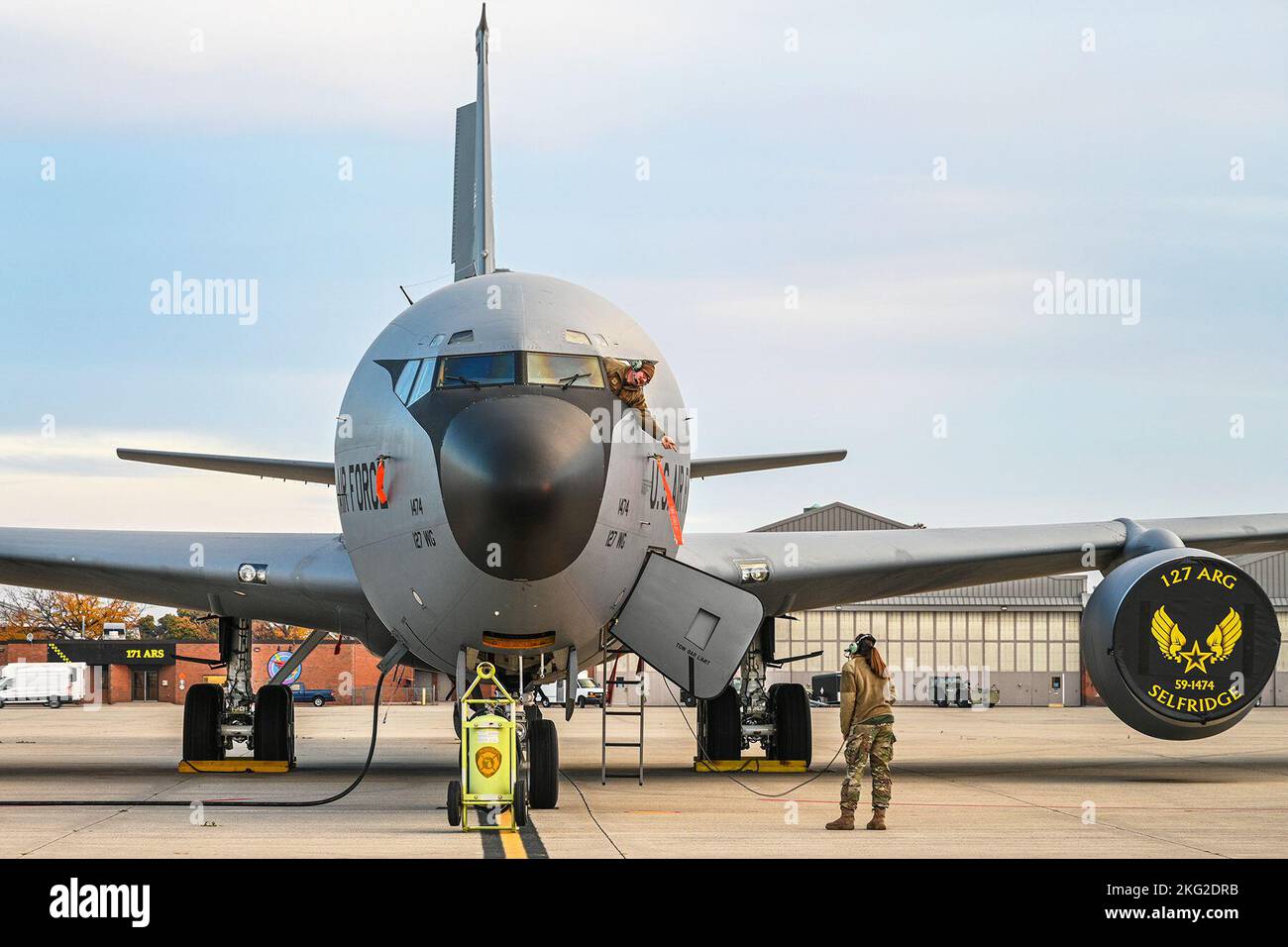 Aircraft crew chiefs Tech. Sgt. Jessica Chatfield and Staff Sgt. Collin ...