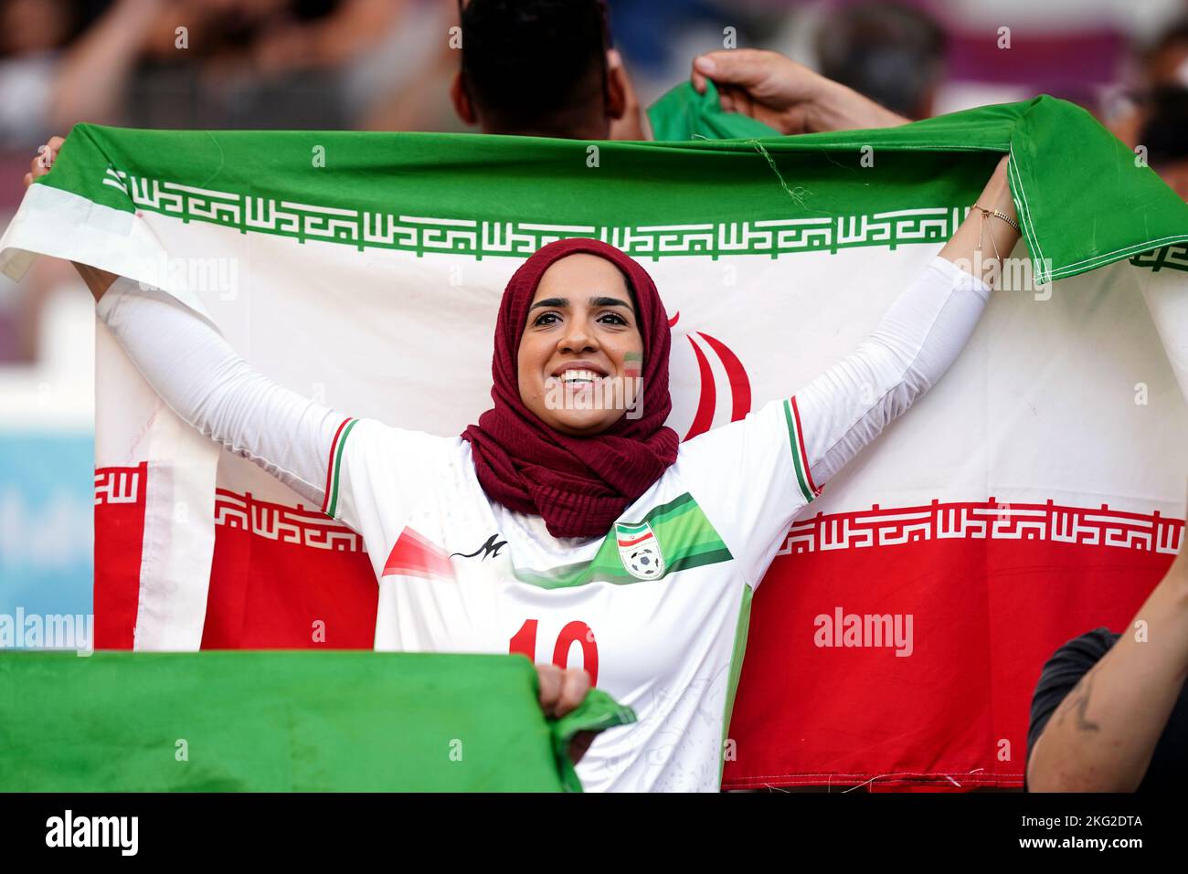 An Iran fan in the stands during the FIFA World Cup Group B match at ...