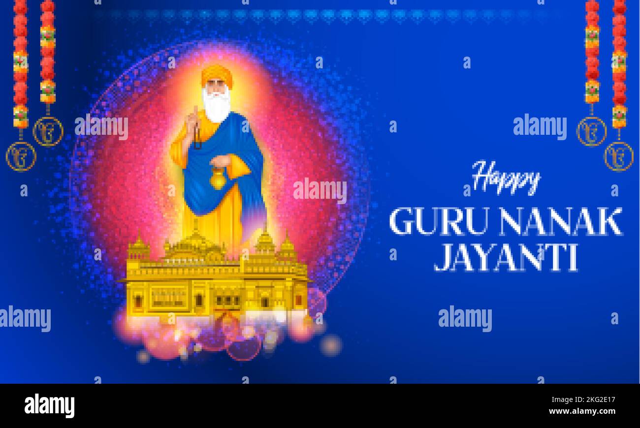 illustration of Happy Gurpurab, Guru Nanak Jayanti festival of Sikh celebration background Stock ...